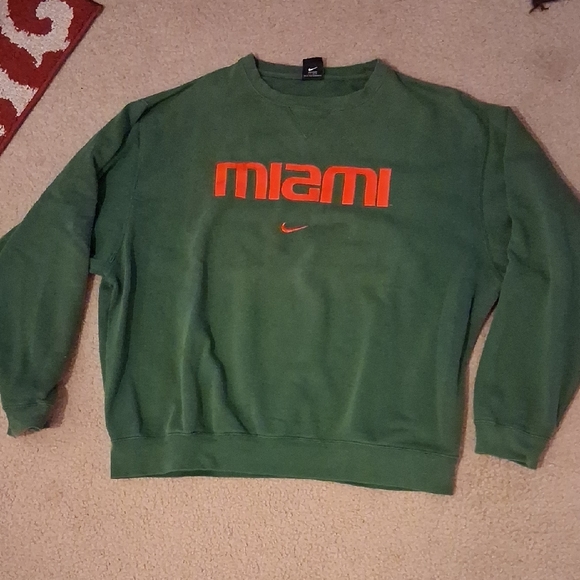 Nike | Sweaters | Nike University Of Miami Sweatshirt | Poshmark